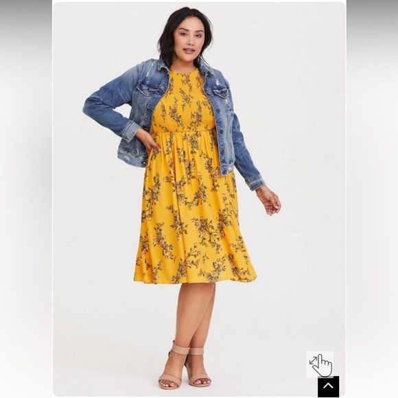 torrid | Dresses | Torrid Midi Challis Smocked Dress Yellow Size 4 ...
